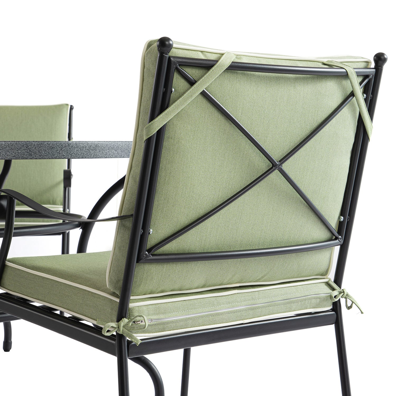 Haymes Indoor and Outdoor Metal 6-Seater Round Dining Set, Reseda Gree ...