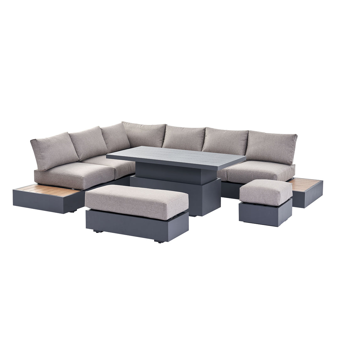 Jardin Aluminium Large Corner Casual Dining Set with Rising Table, Gra ...