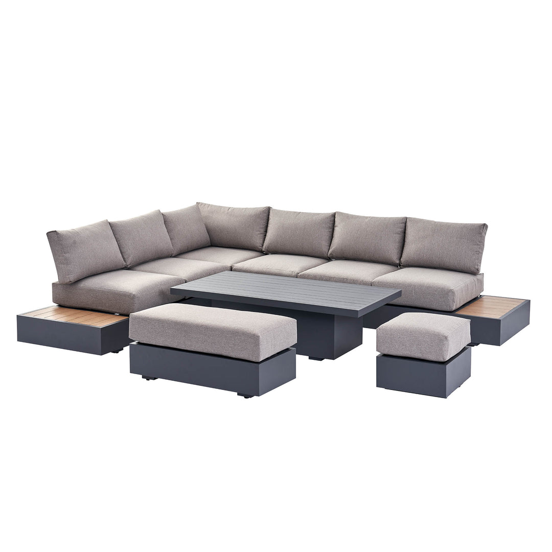 Jardin Aluminium Large Corner Casual Dining Set with Rising Table, Gra ...