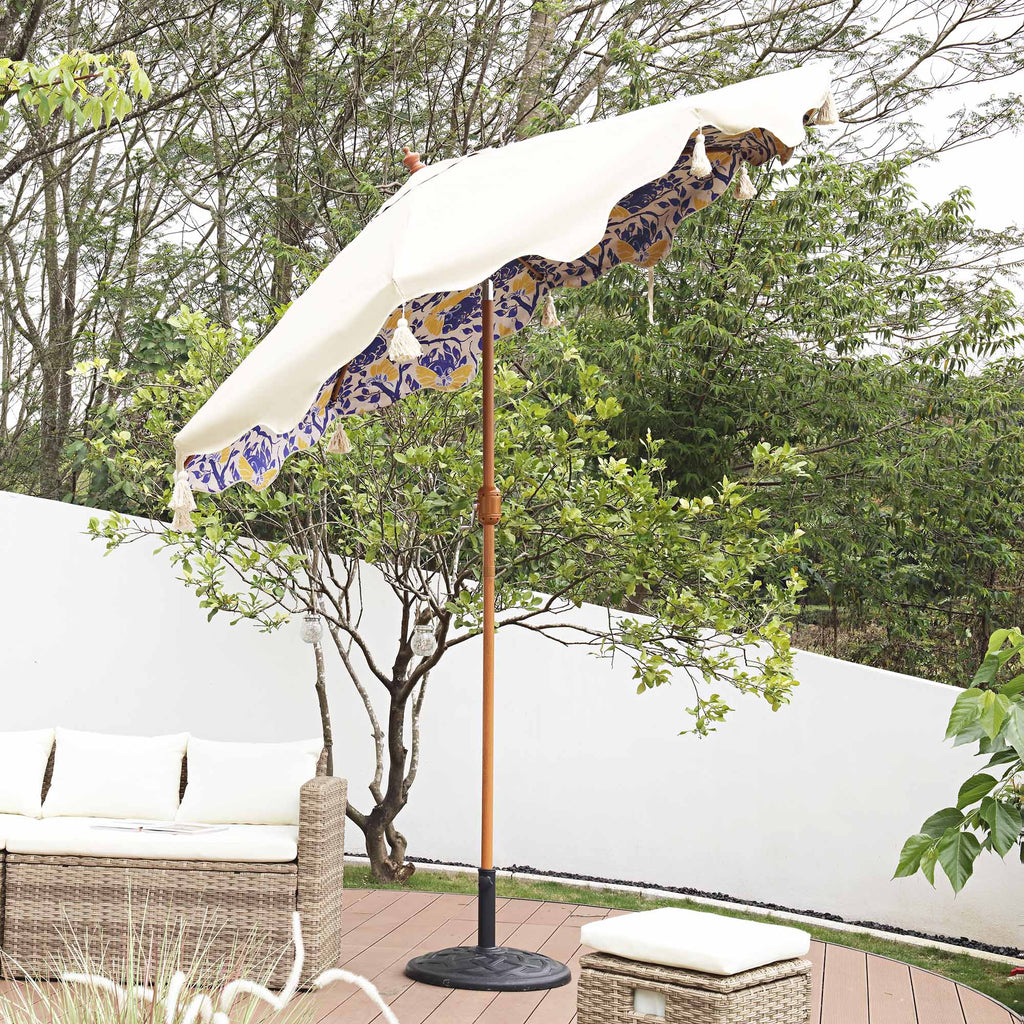 Butterfly & Flower 2.6M Octagonal Tassel Parasol with Aluminium Tilt ...