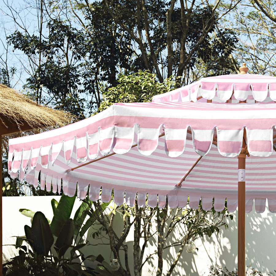 Fabienne Pink and White Striped 3M Double Top Crank and Tilt Parasol ...