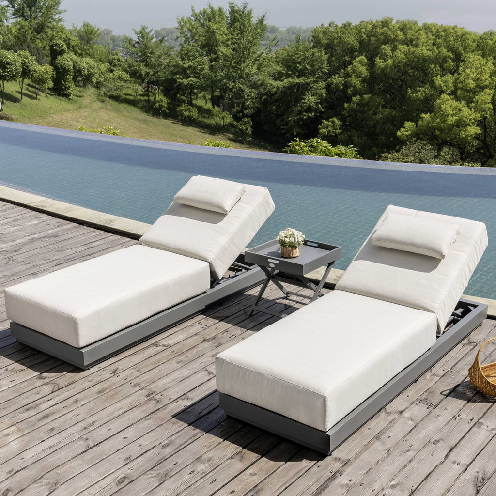 Pedra Rope and Aluminium Outdoor Sun Lounger and Side Table Set, Grey ...