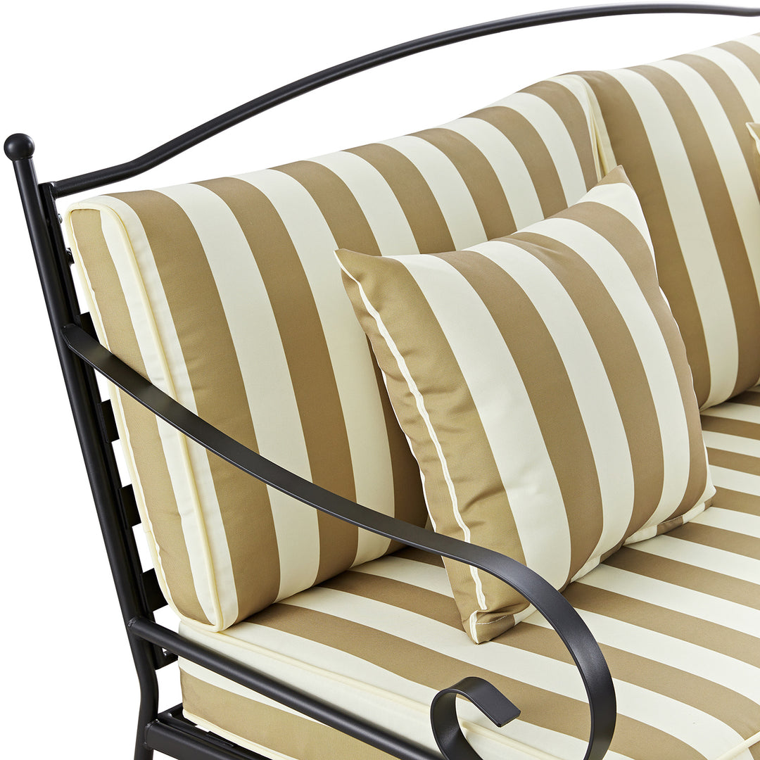 Haymes Indoor and Outdoor Metal Sofa Set with Coffee Table, Khaki Stri ...