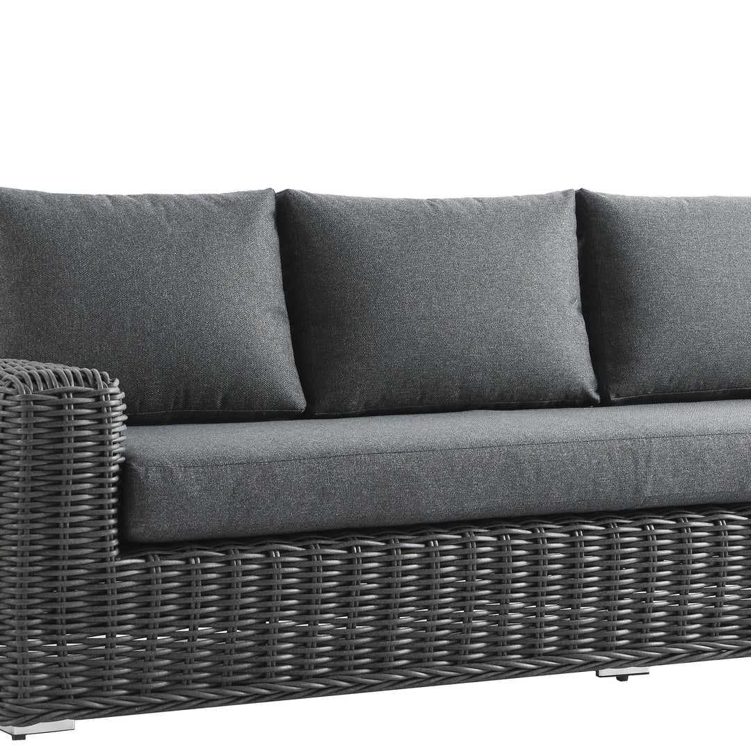 Bellagio Round Wicker Sofa Set with Coffee Table, Dark Grey | daals