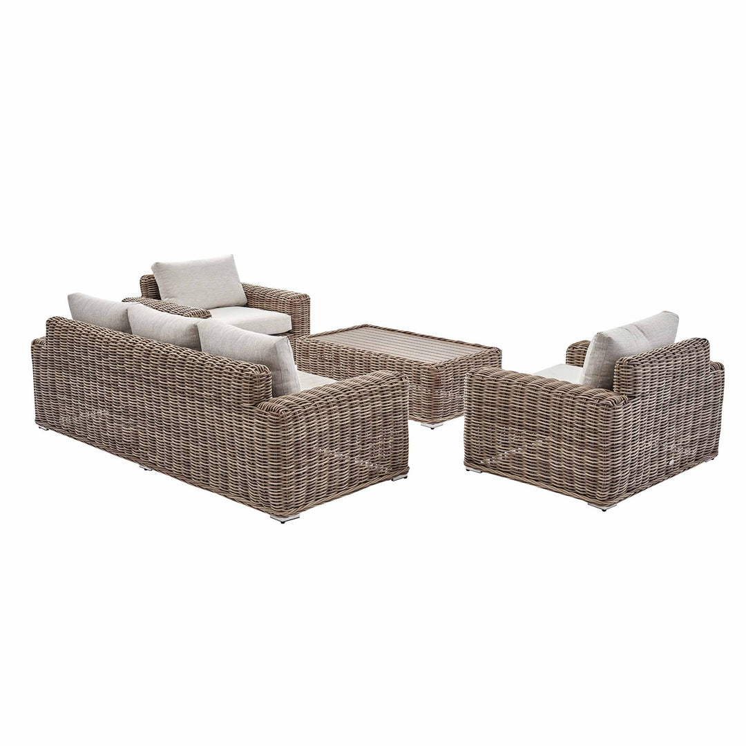 Bellagio Round Wicker Sofa Set with Coffee Table, Natural | daals