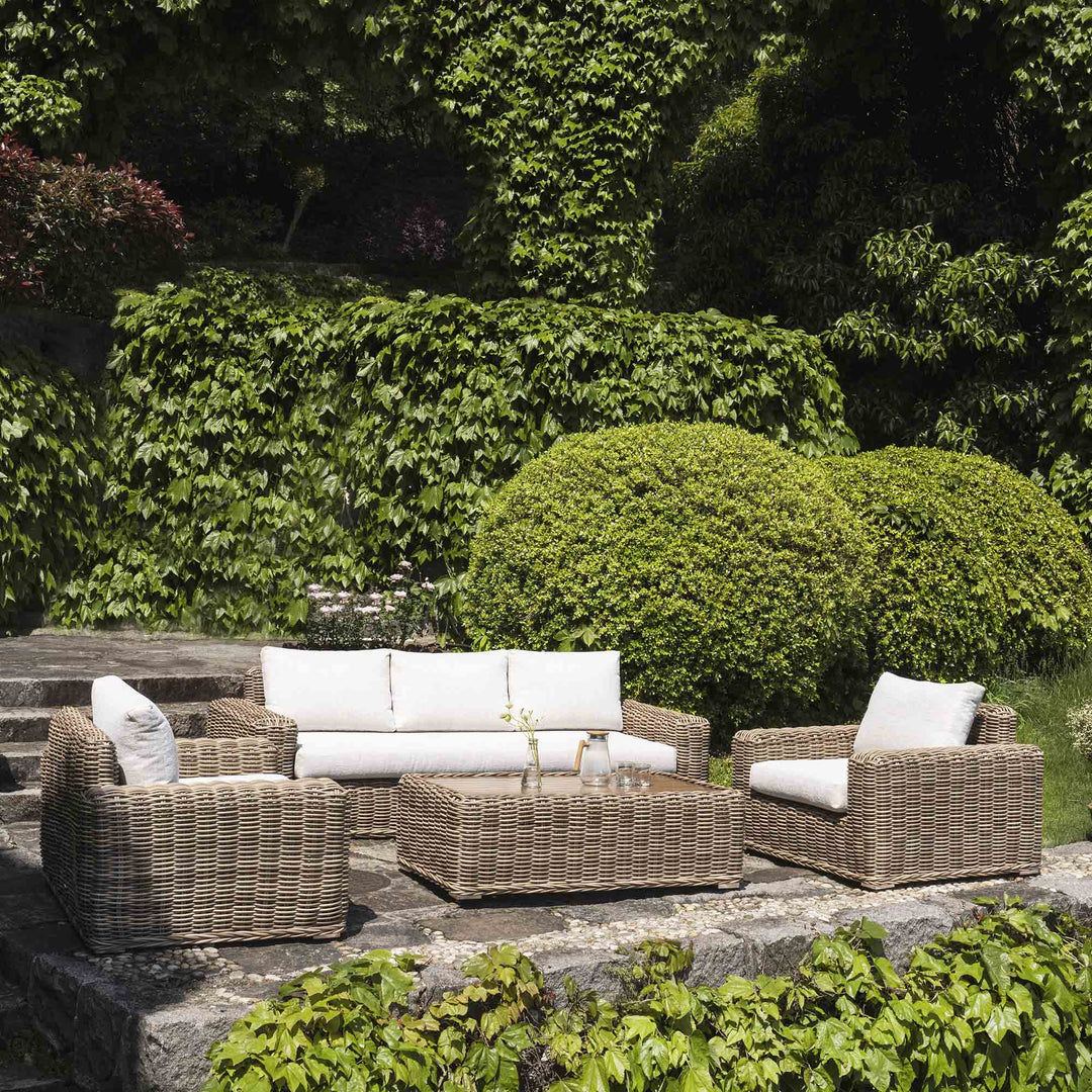 Bellagio Round Wicker Sofa Set with Coffee Table, Natural | daals