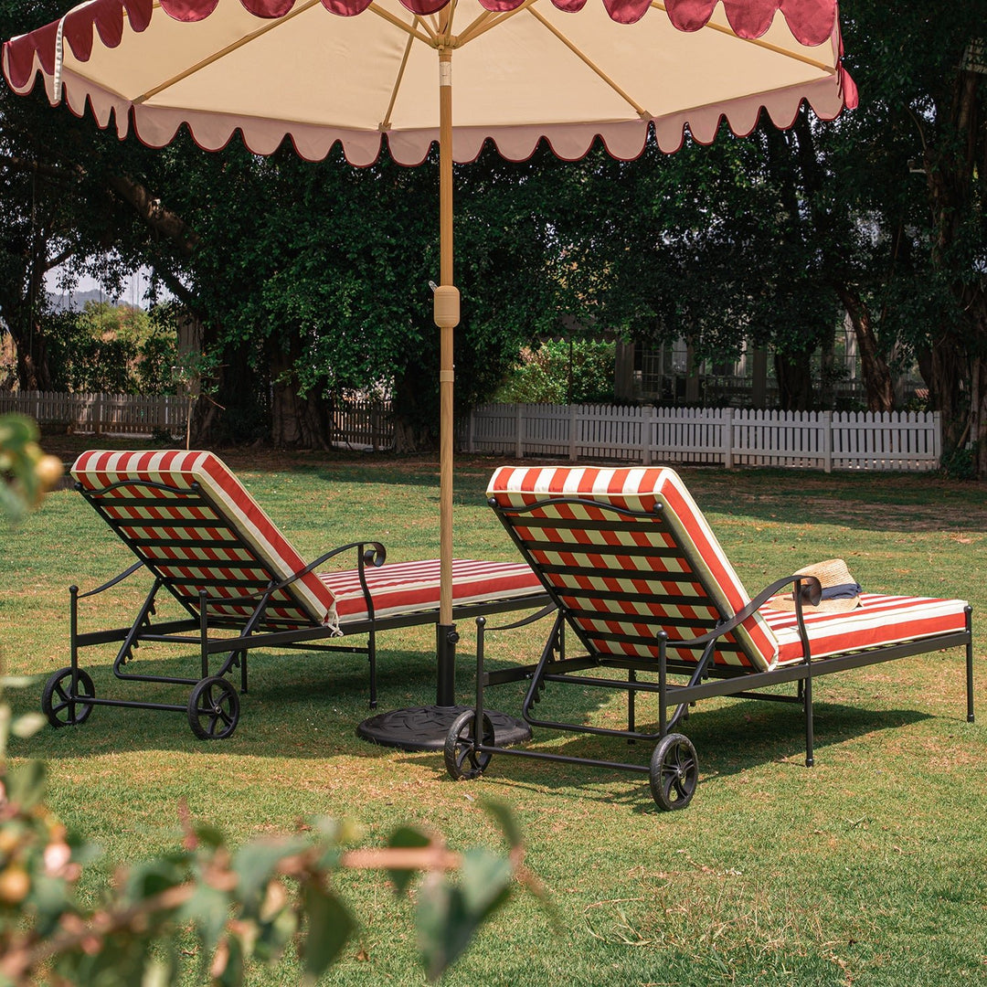 Haymes Metal Sun Lounger with Wheels, Scarlet Stripe | daals
