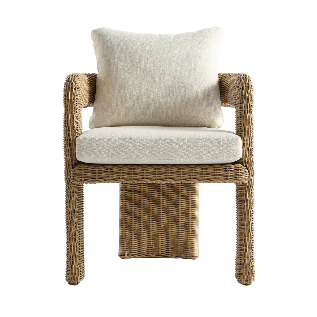 Stanford Round Wicker Outdoor Dining Chair Set, Natural | daals