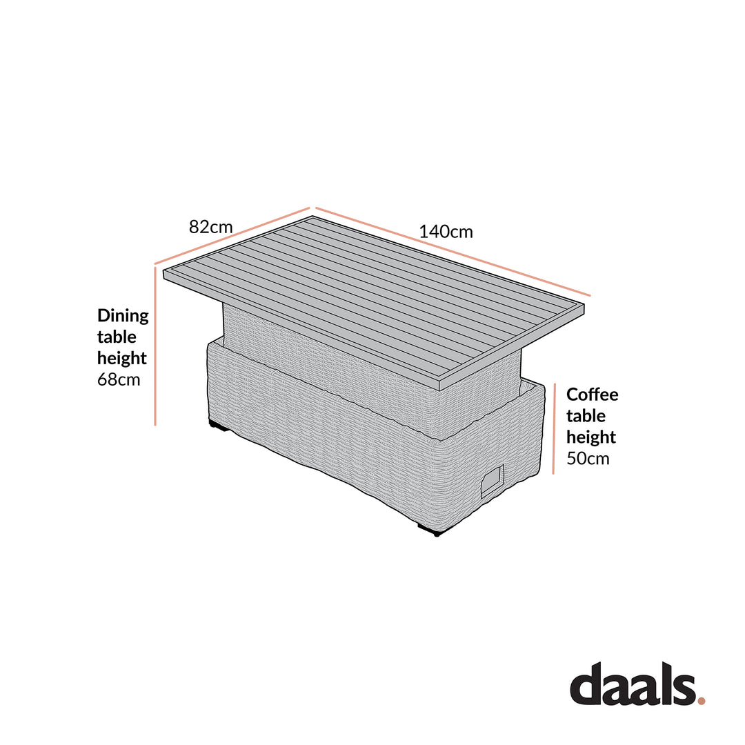 Bellagio Wicker Outdoor Rising Table, Natural | daals