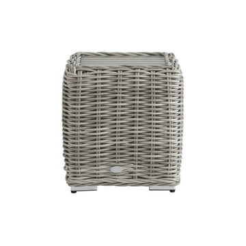Bellagio Round Wicker Outdoor Side Table, Light Grey | daals