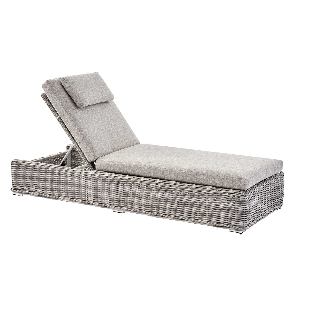 Bellagio Round Wicker Sun Lounger with Headrest, Light Grey | daals