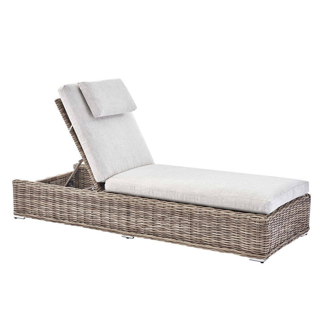 Bellagio Round Wicker Sun Lounger with Headrest, Natural | daals