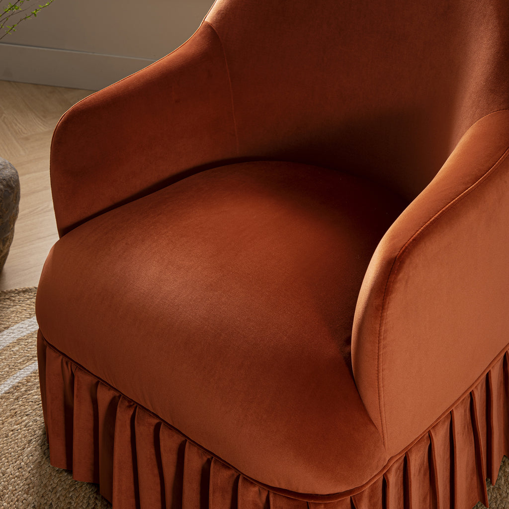 Calliope Skirted Armchair, Rust Velvet | daals