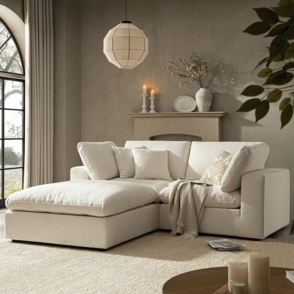 Lutyens Beige Linen Blend Modular Sofa, 2-Piece Chaise | daals