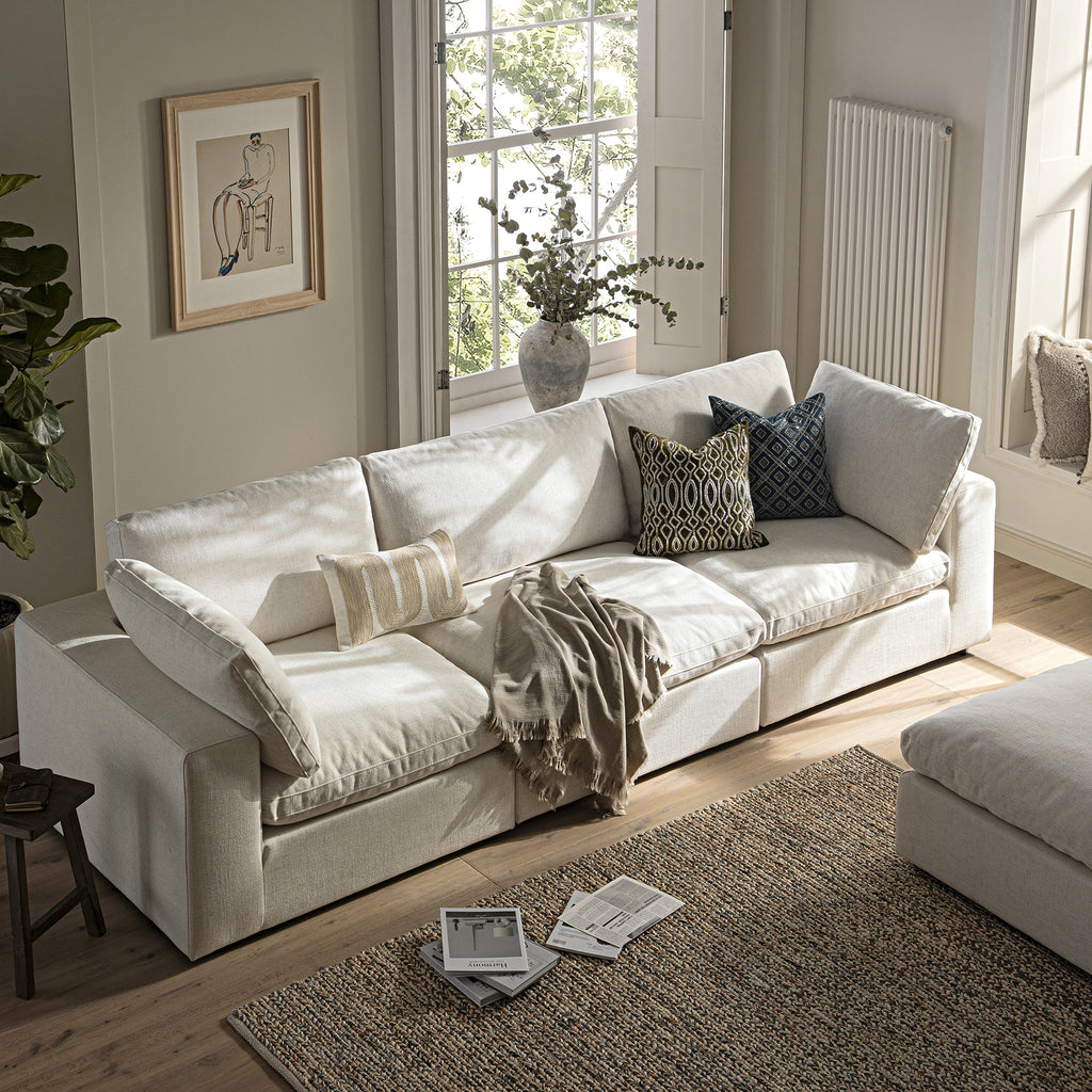 Lutyens Beige Linen Blend Modular Sofa, 3-Piece | daals