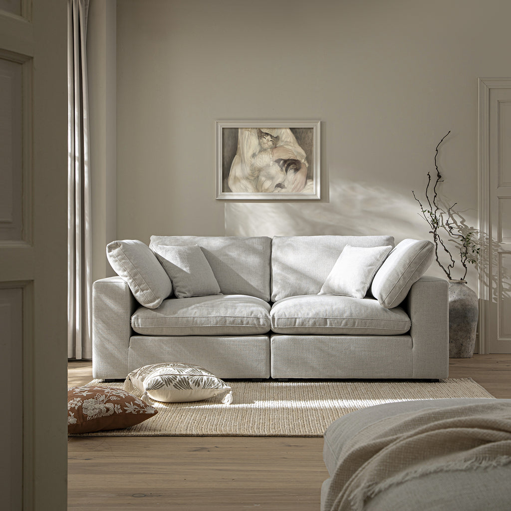 Lutyens Light Grey Linen Blend Modular Sofa, 2-Piece | daals