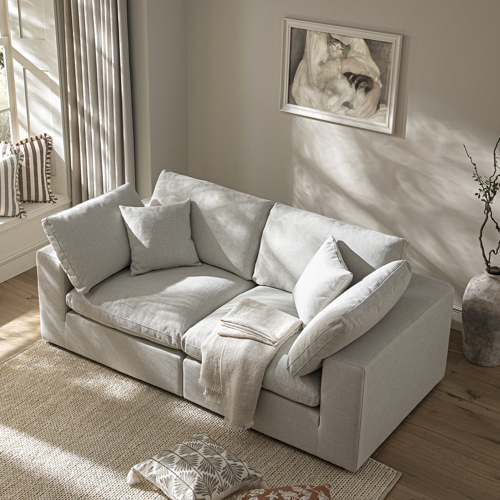 Lutyens Light Grey Linen Blend Modular Sofa, 2-Piece | daals