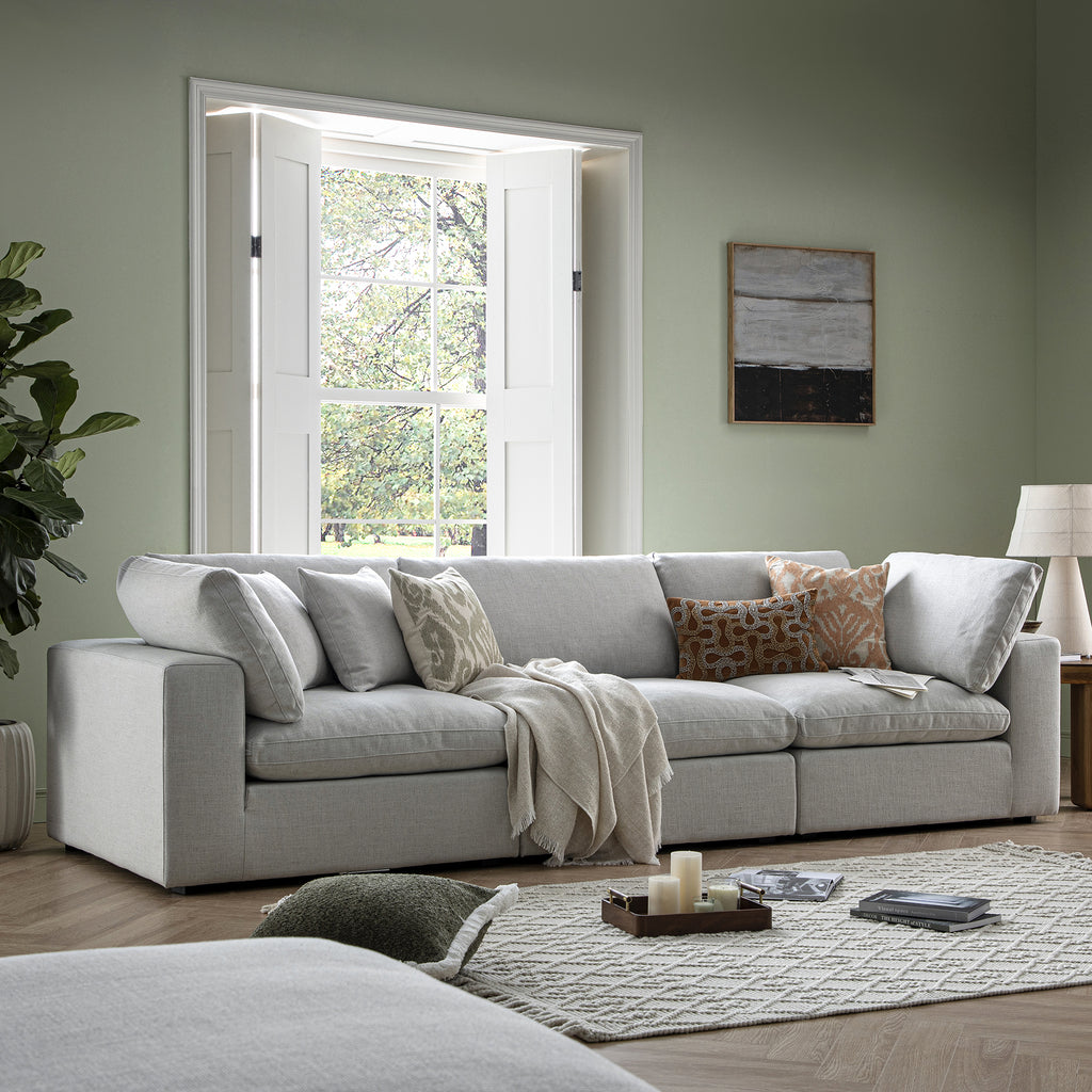 Lutyens Light Grey Linen Blend Modular Sofa, 3-Piece | daals