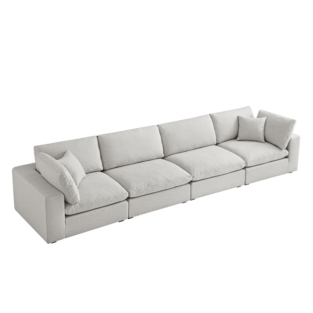 Lutyens Light Grey Linen Blend Modular Sofa, 4-Piece | daals