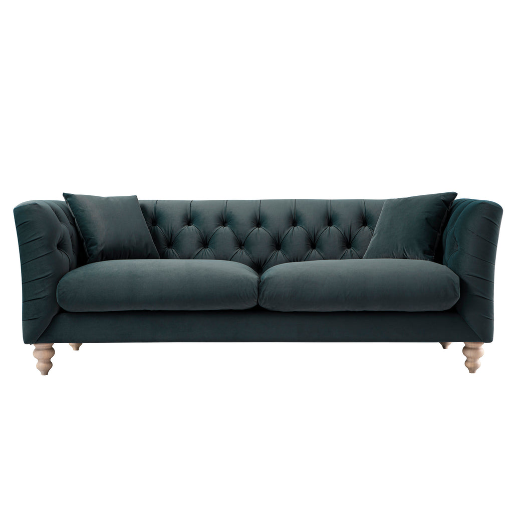Ashby Chesterfield Large 3-Seater Sofa, Aegean Blue Velvet | daals