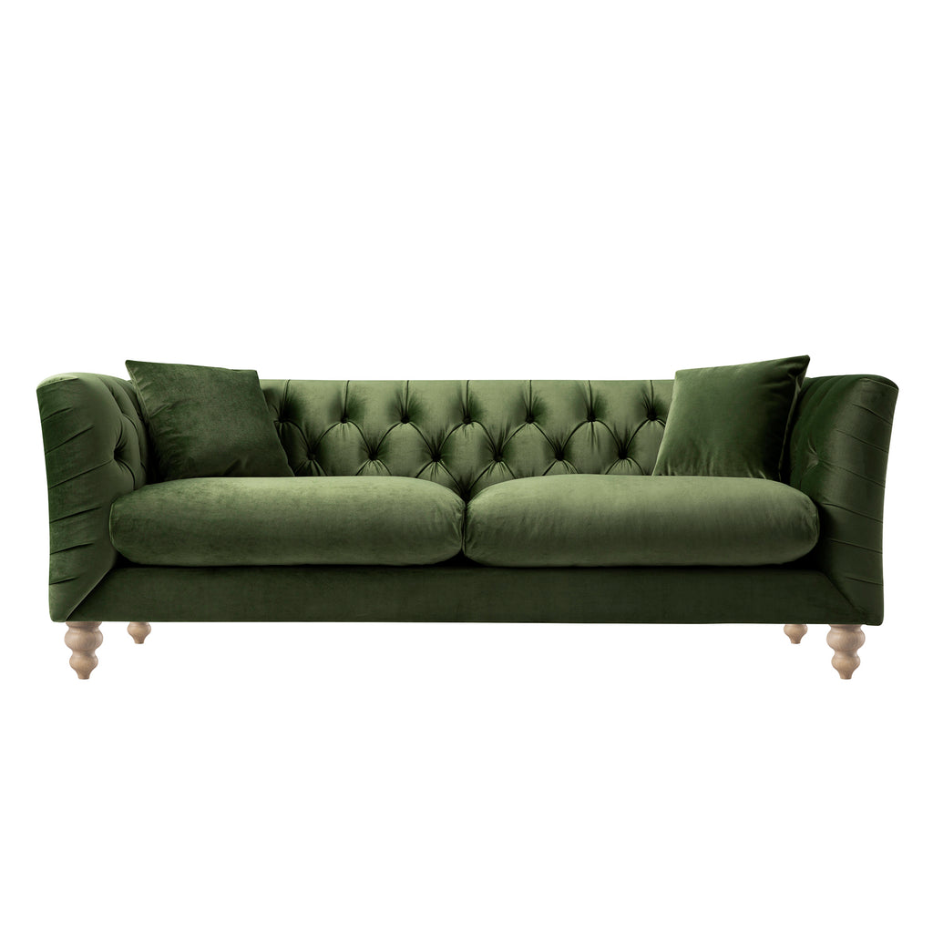 Ashby Chesterfield Large 3-Seater Sofa, Fern Green Velvet | daals