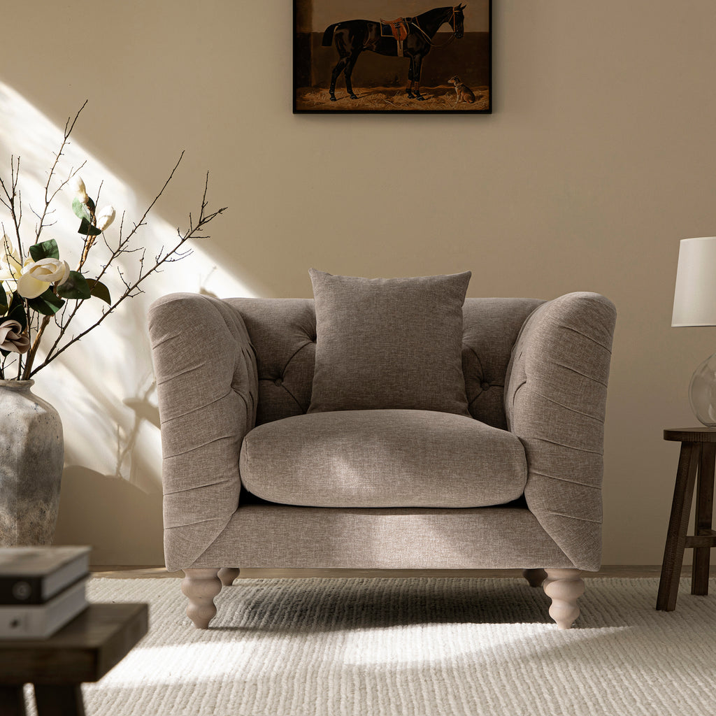 Ashby Chesterfield Armchair, Taupe Chenille | daals