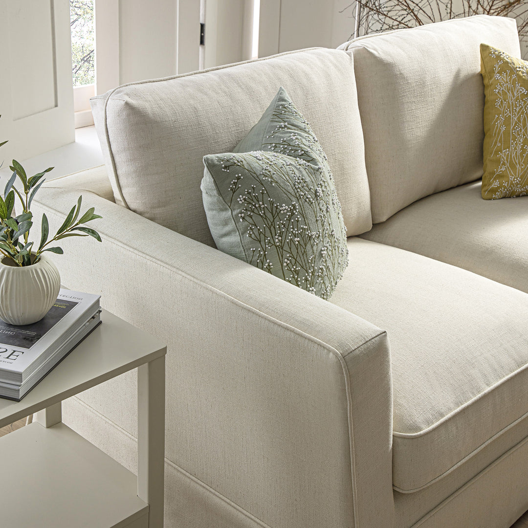 Fitz Skirted 2-Seater Sofa, Oatmeal Linen Blend | daals