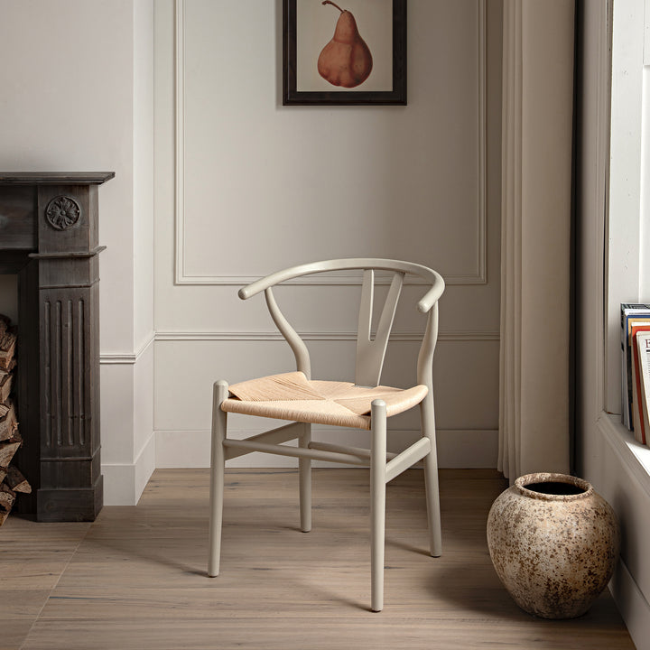 Hansel Wooden Natural Weave Dining Chair, Light Taupe Colour Frame | daals