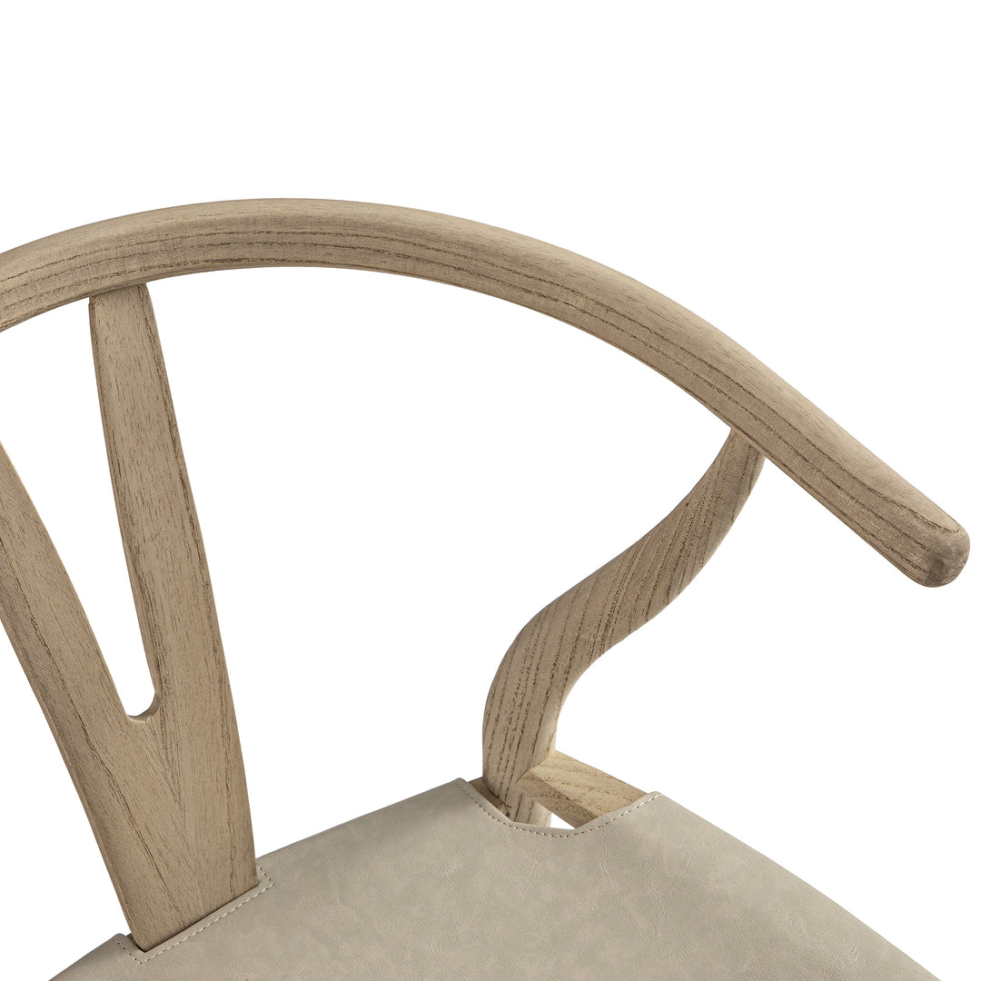 Hansel Dining Chair, Weathered Elm Frame with Light Grey Faux Leather ...