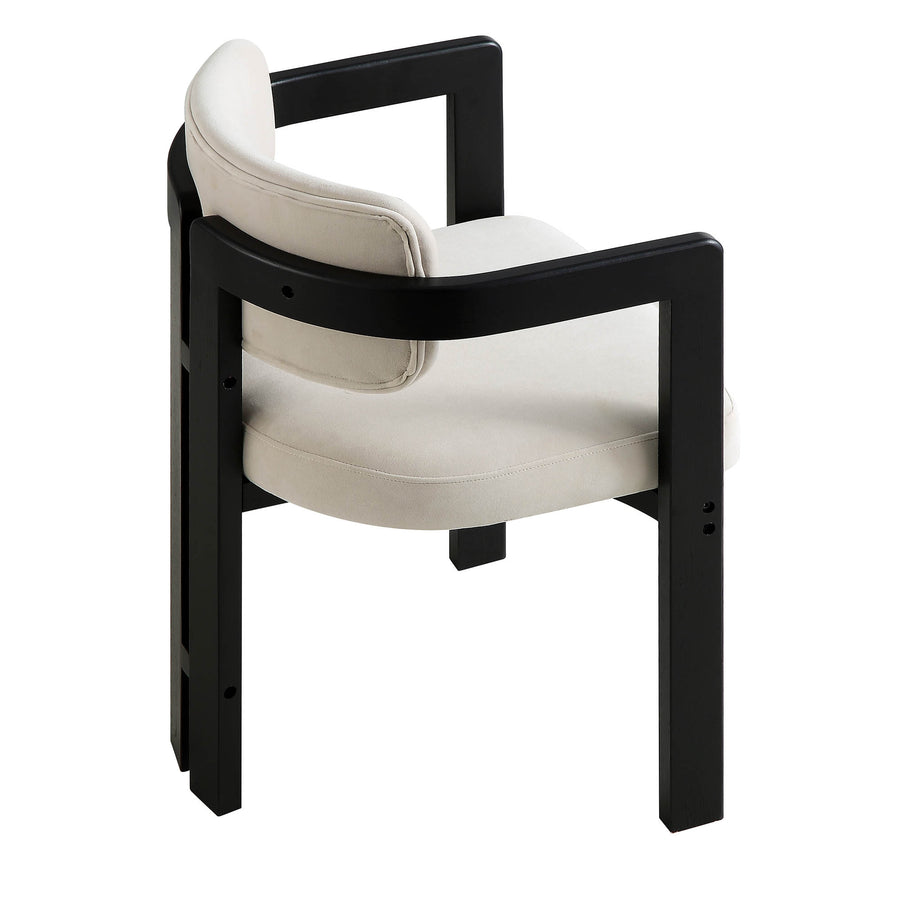 Stanford Curved Oak Frame Upholstered Chair, Champagne Velvet Black Fr ...