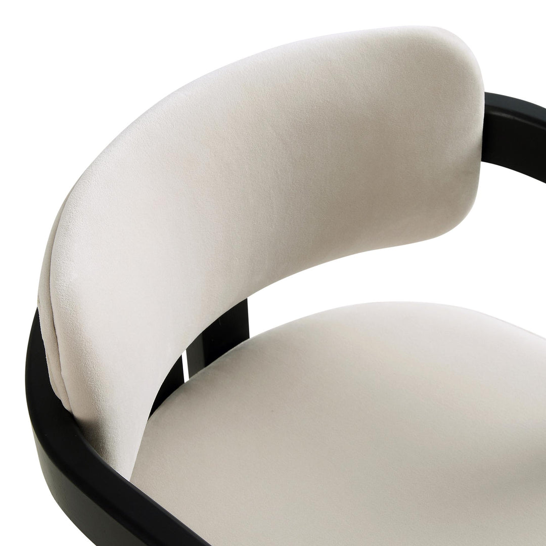 Stanford Curved Oak Frame Upholstered Chair, Champagne Velvet Black Fr ...