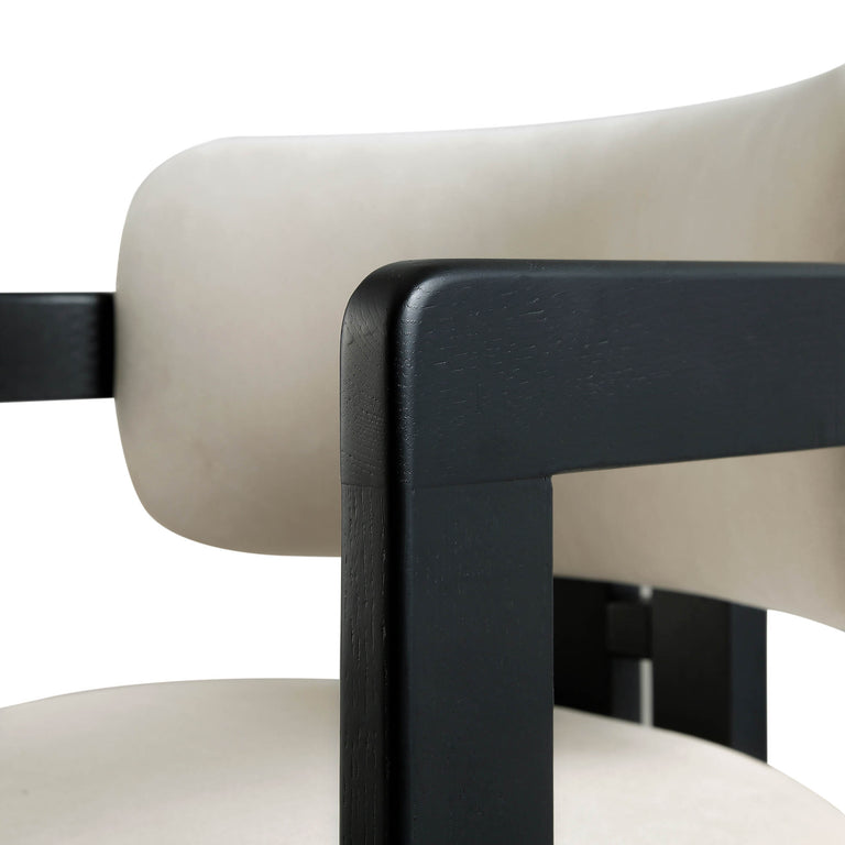 Stanford Curved Oak Frame Upholstered Chair, Champagne Velvet Black Fr ...