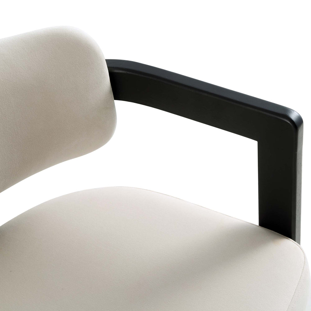 Stanford Curved Oak Frame Upholstered Chair, Champagne Velvet Black Fr ...