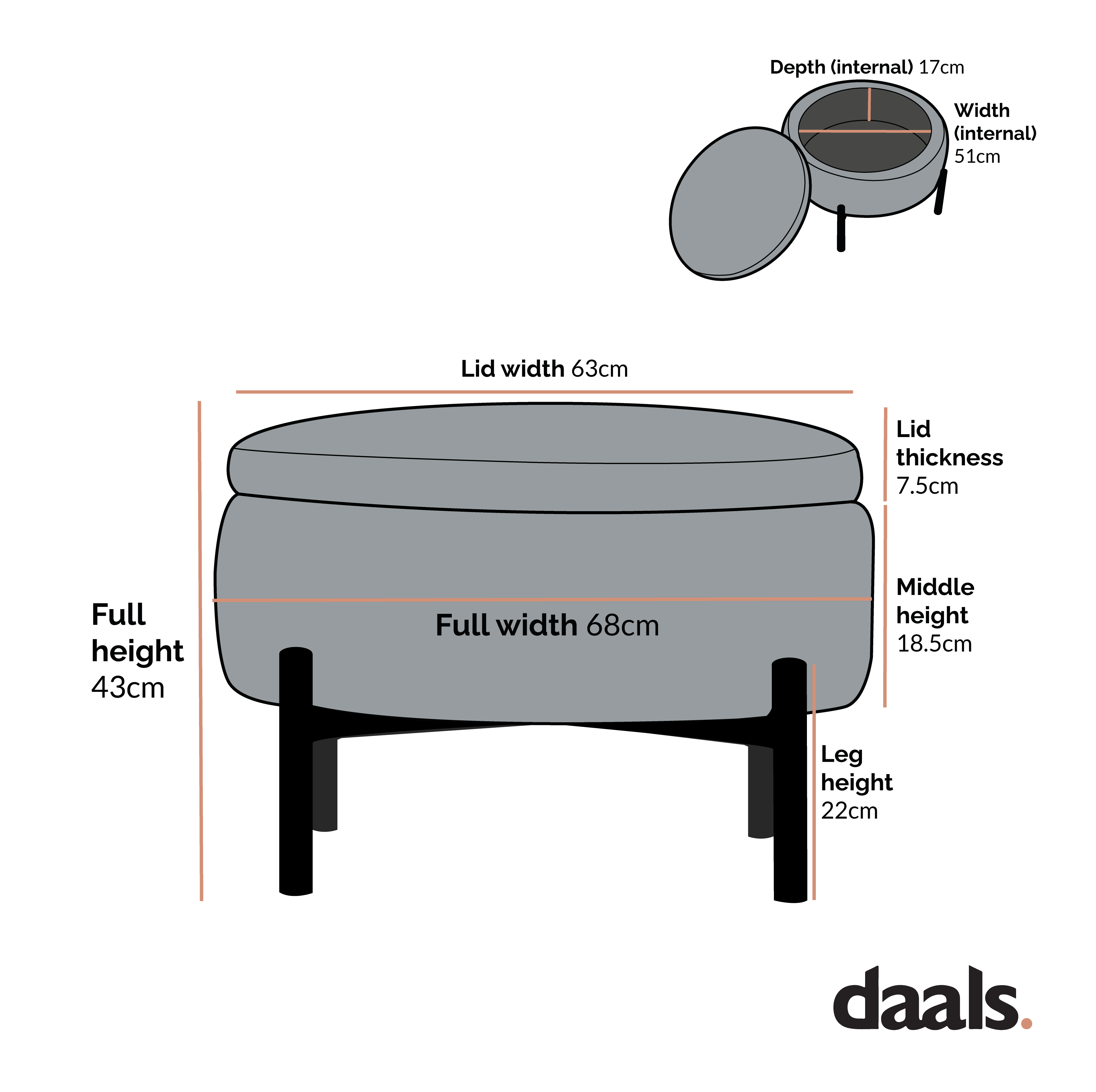 Amboise Round Storage Pouffe, Mist Grey Boucle | daals