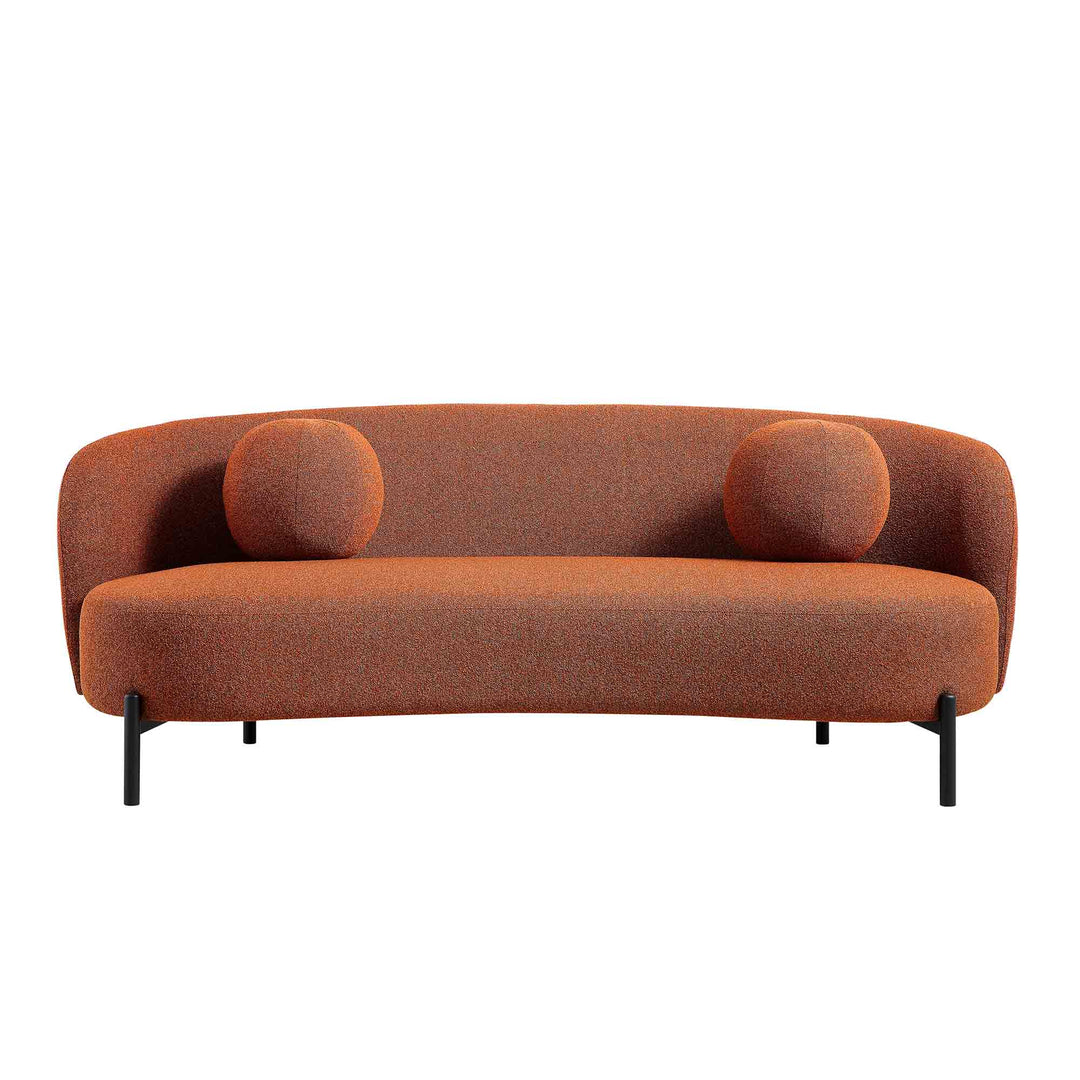 Amboise 3-Seater Curved Sofa with Ball Cushions, Brick Boucle | daals