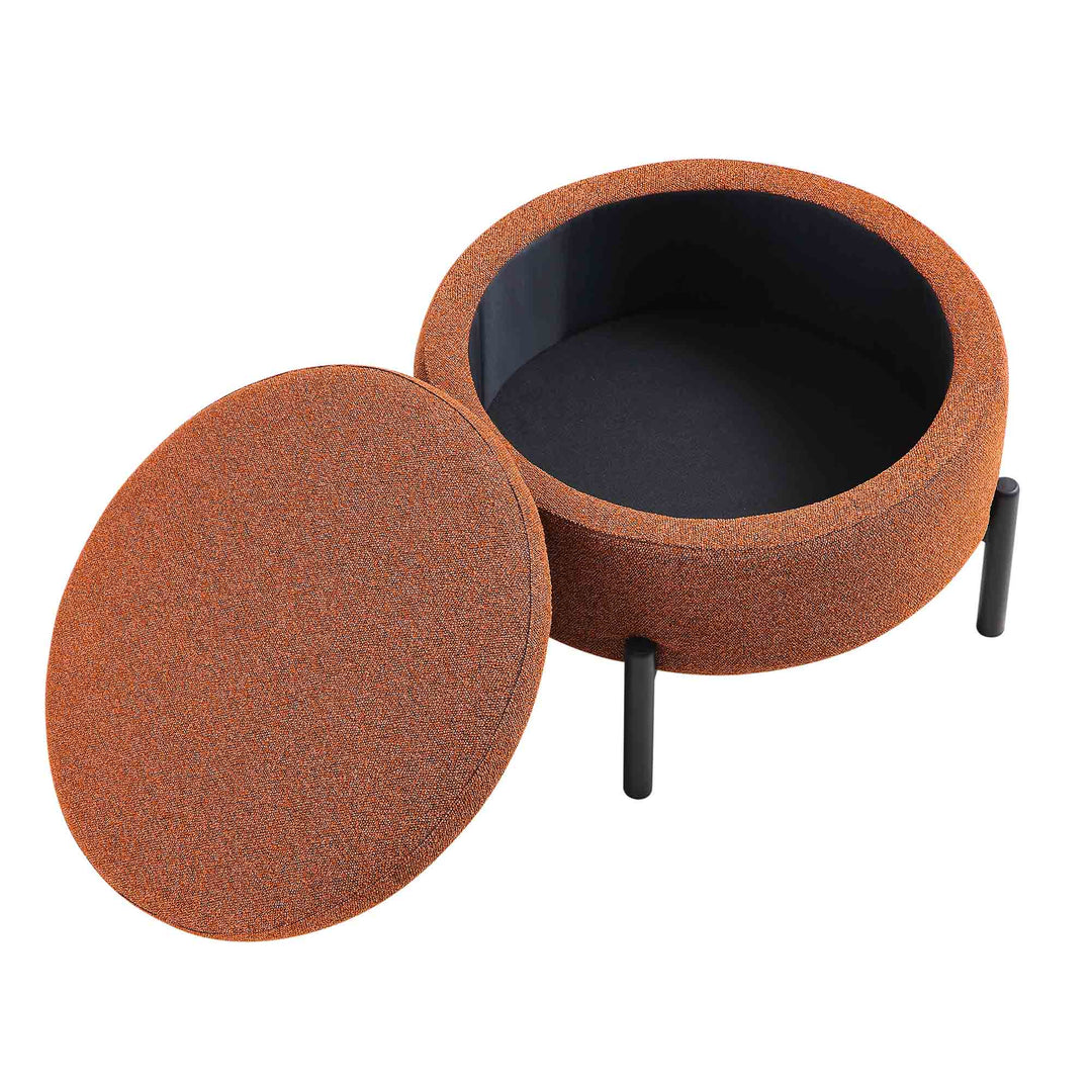 Amboise Round Storage Pouffe, Brick Boucle | daals