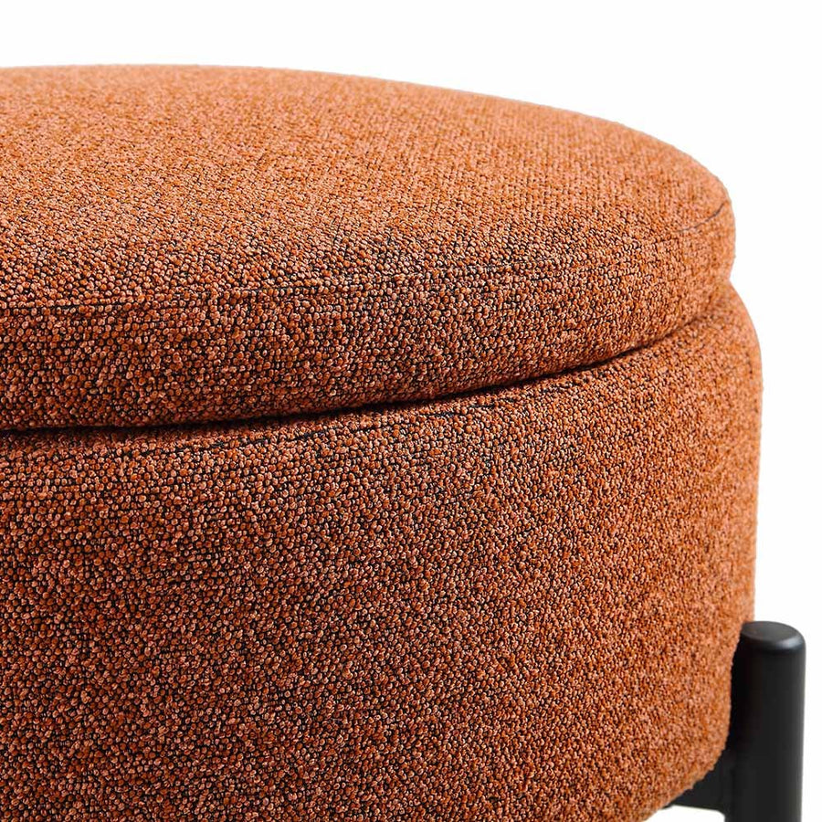 Amboise Round Storage Pouffe, Brick Boucle | daals