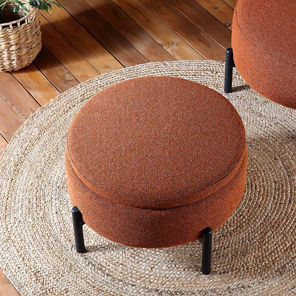 Amboise Round Storage Pouffe, Brick Boucle | daals
