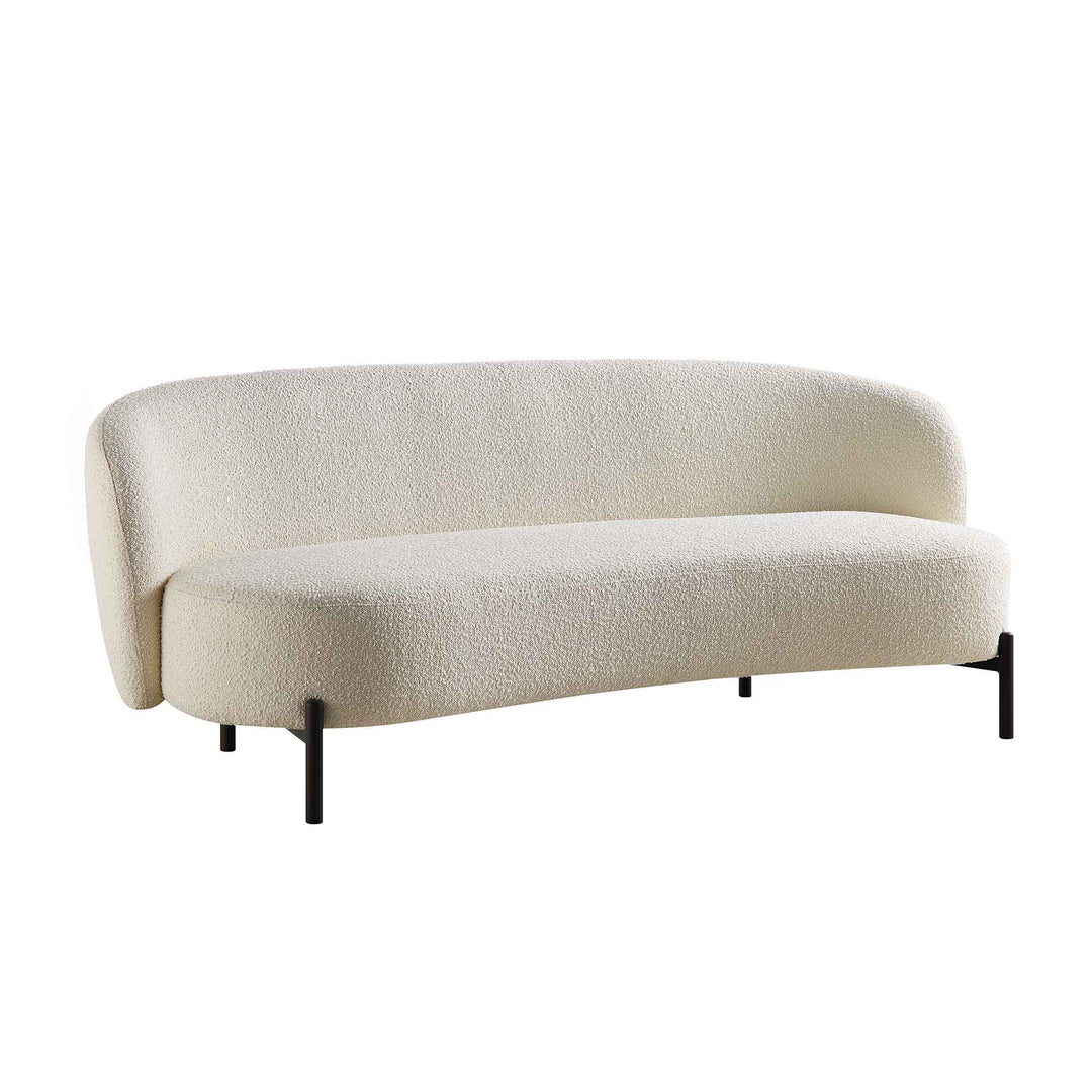 Amboise 3-Seater Curved Sofa with Ball Cushions, Ecru Boucle | daals