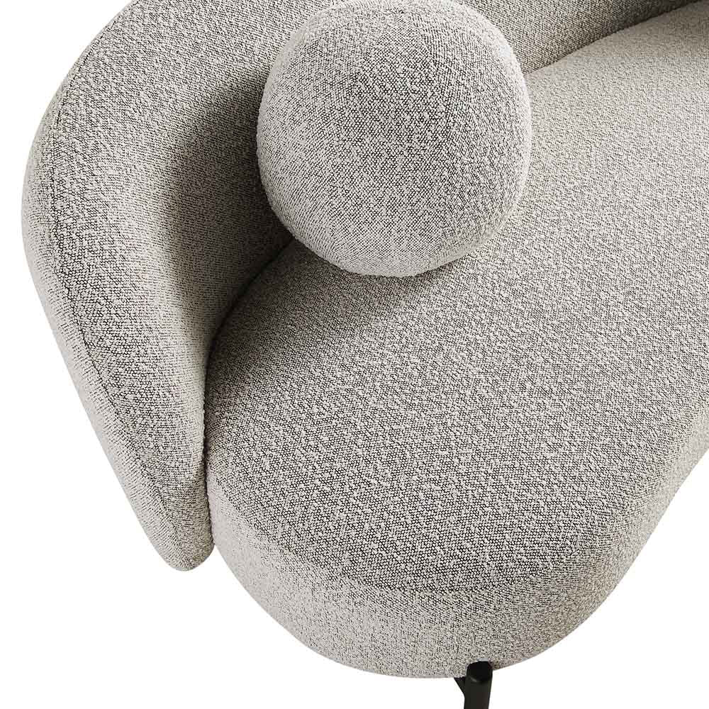 Amboise 3-Seater Curved Sofa with Ball Cushions, Mist Grey Boucle | daals