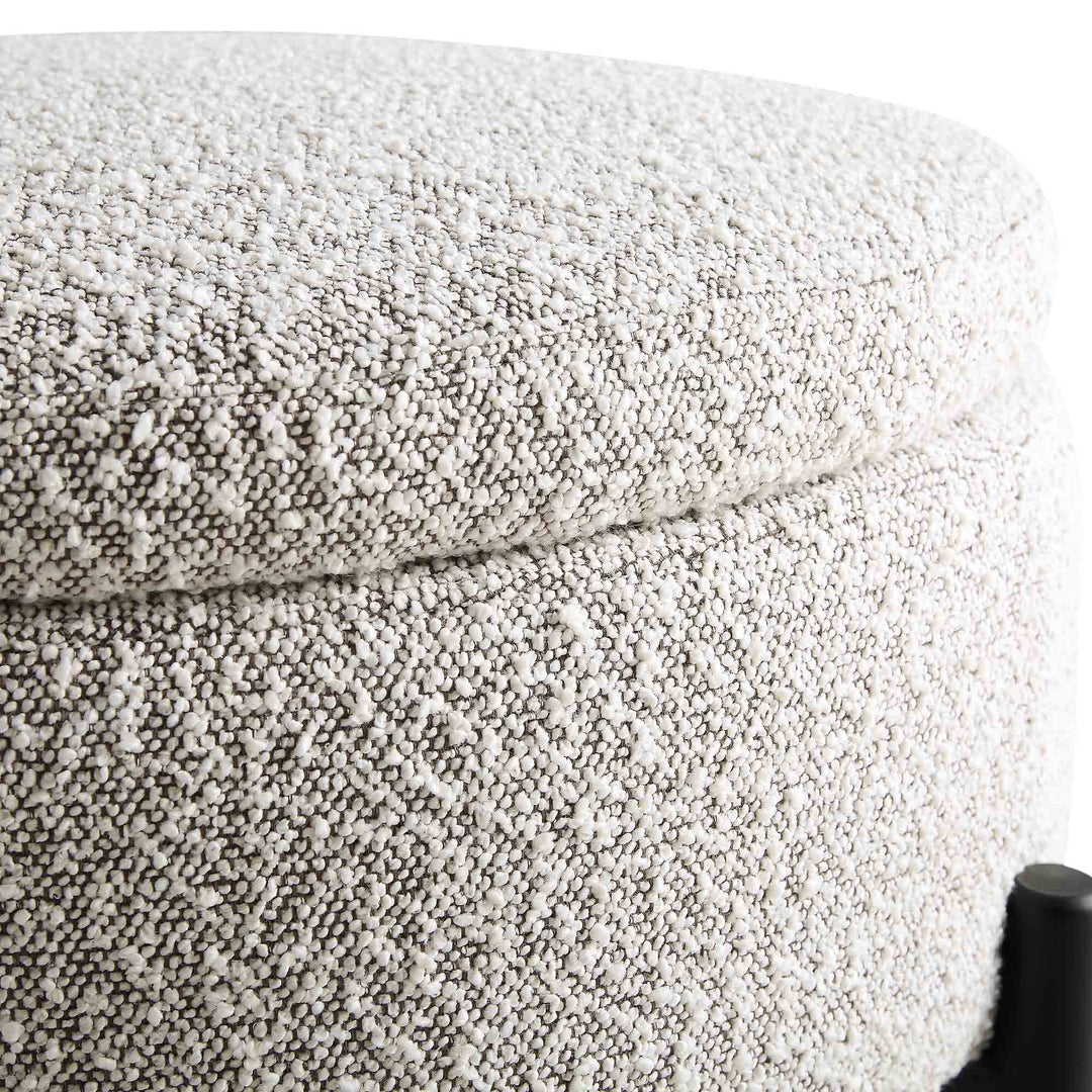 Amboise Round Storage Pouffe, Mist Grey Boucle | daals