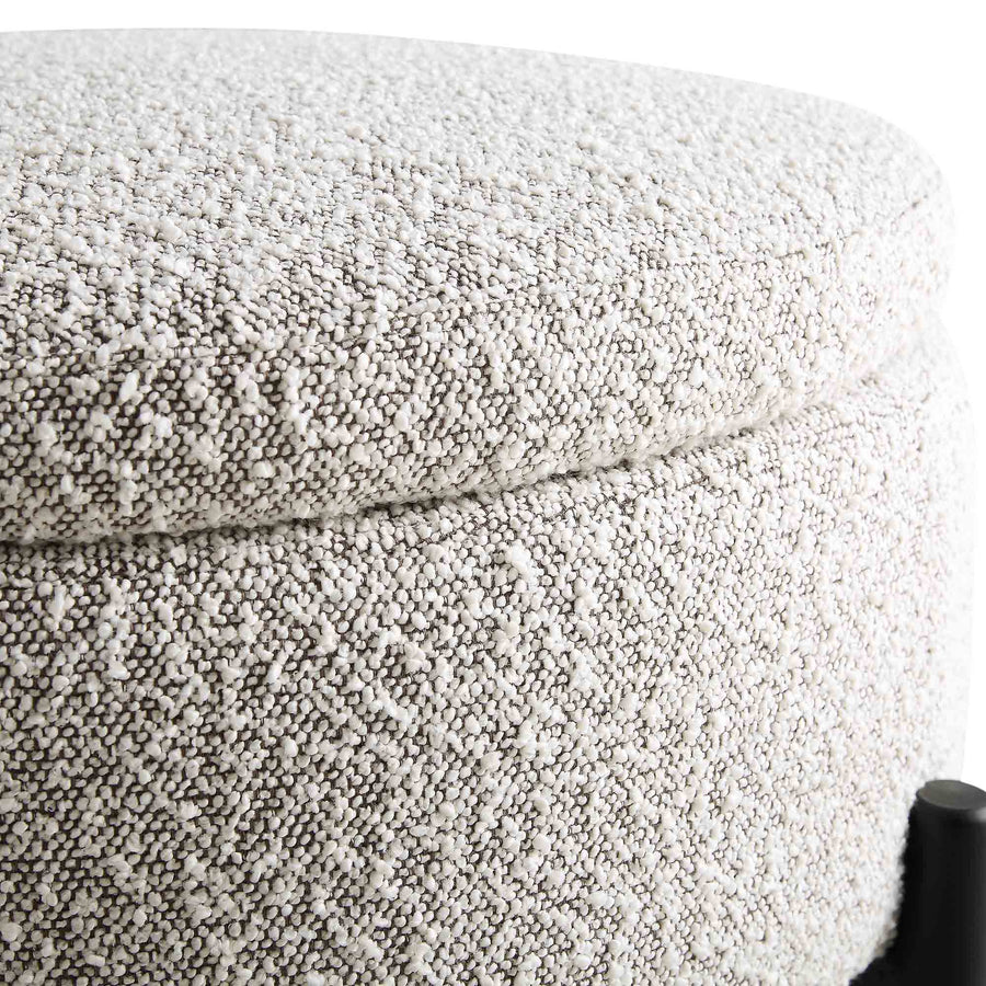 Amboise Round Storage Pouffe, Mist Grey Boucle | daals