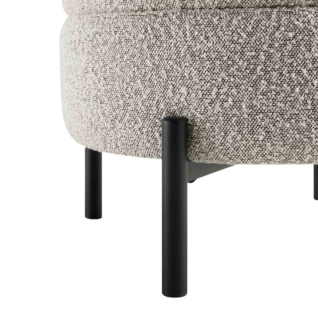 Amboise Round Storage Pouffe, Mist Grey Boucle | daals
