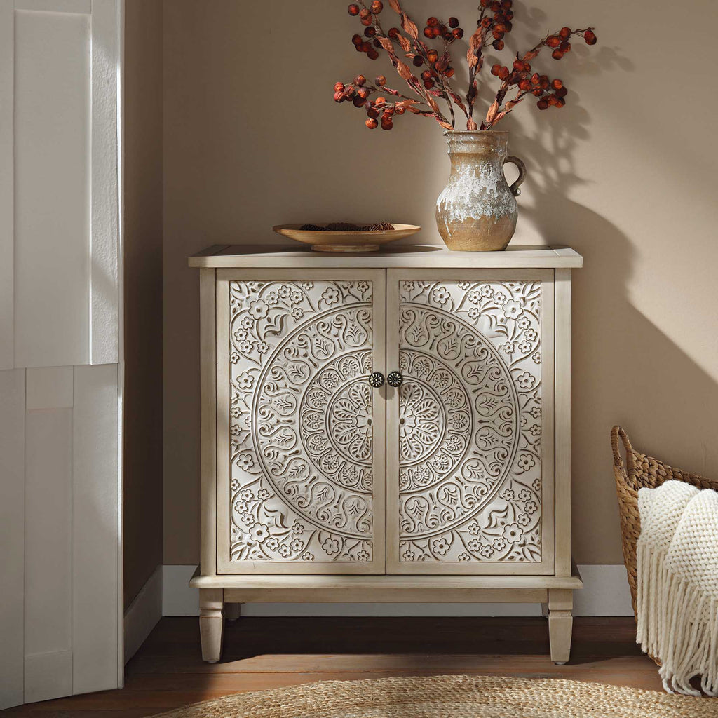 Chantilly Whitewashed Carved Small Sideboard | daals