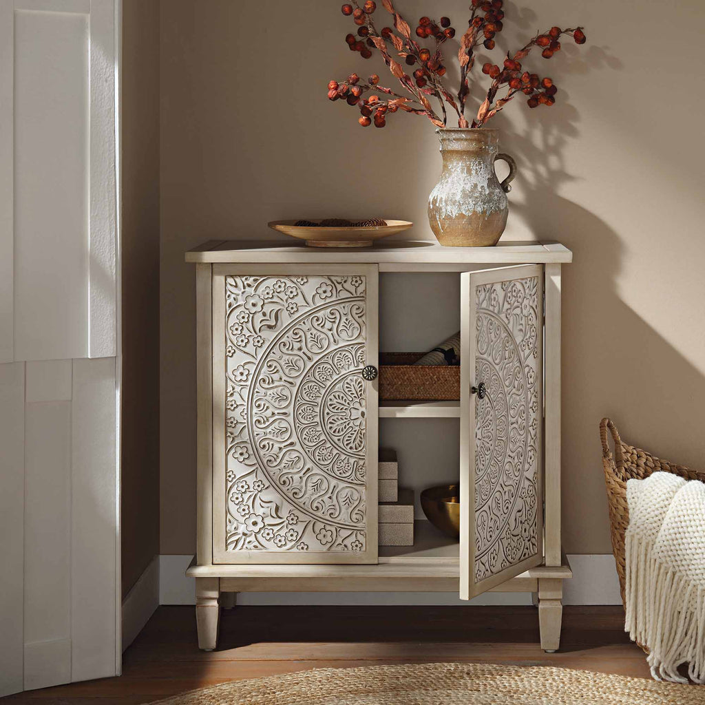 Chantilly Whitewashed Carved Small Sideboard | daals
