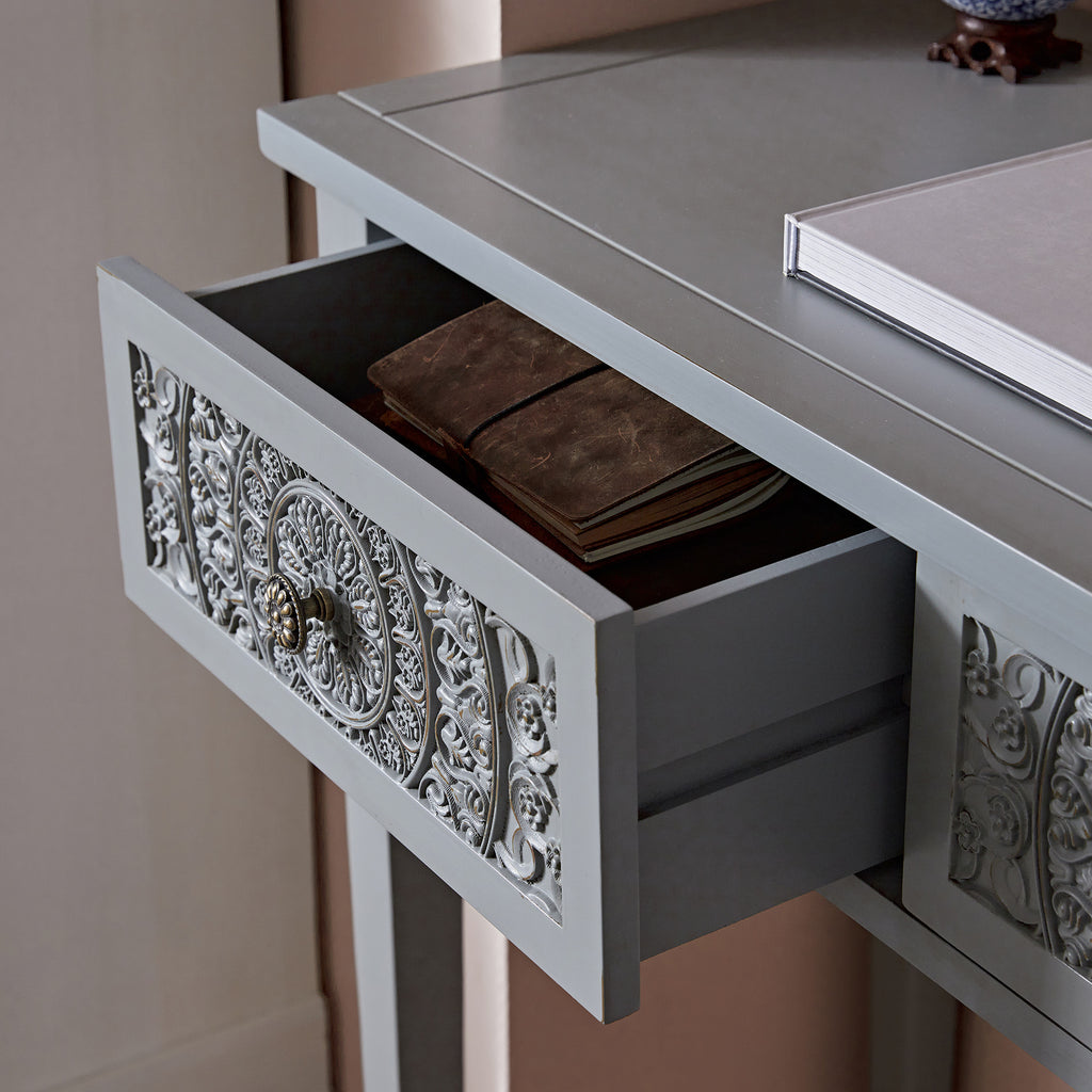 Chantilly Mid Grey Carved Console/ Dressing Table | daals