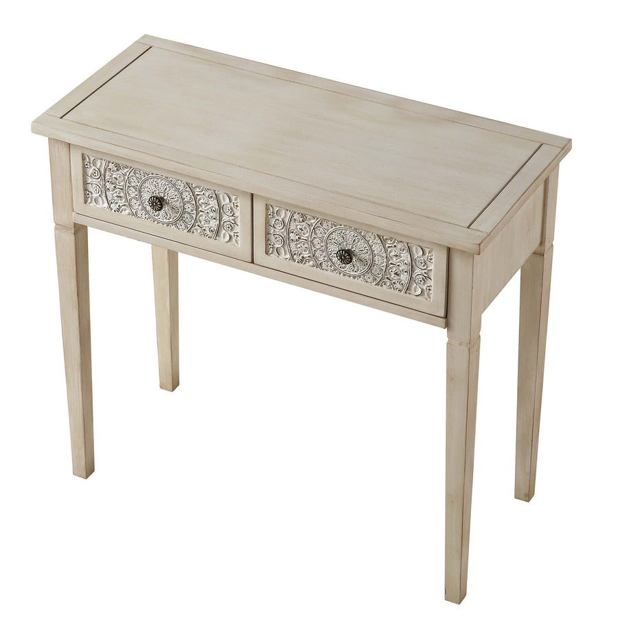 Chantilly Whitewashed Carved Console/ Dressing Table | daals