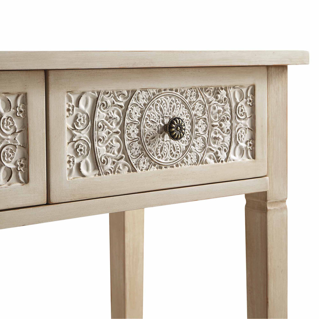Chantilly Whitewashed Carved Console/ Dressing Table | daals