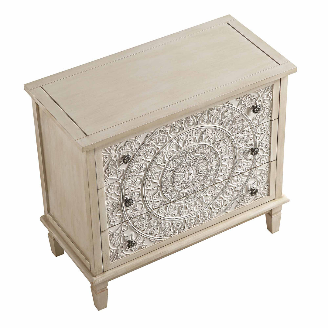 Chantilly Whitewashed Carved 3 Drawer Chest | daals