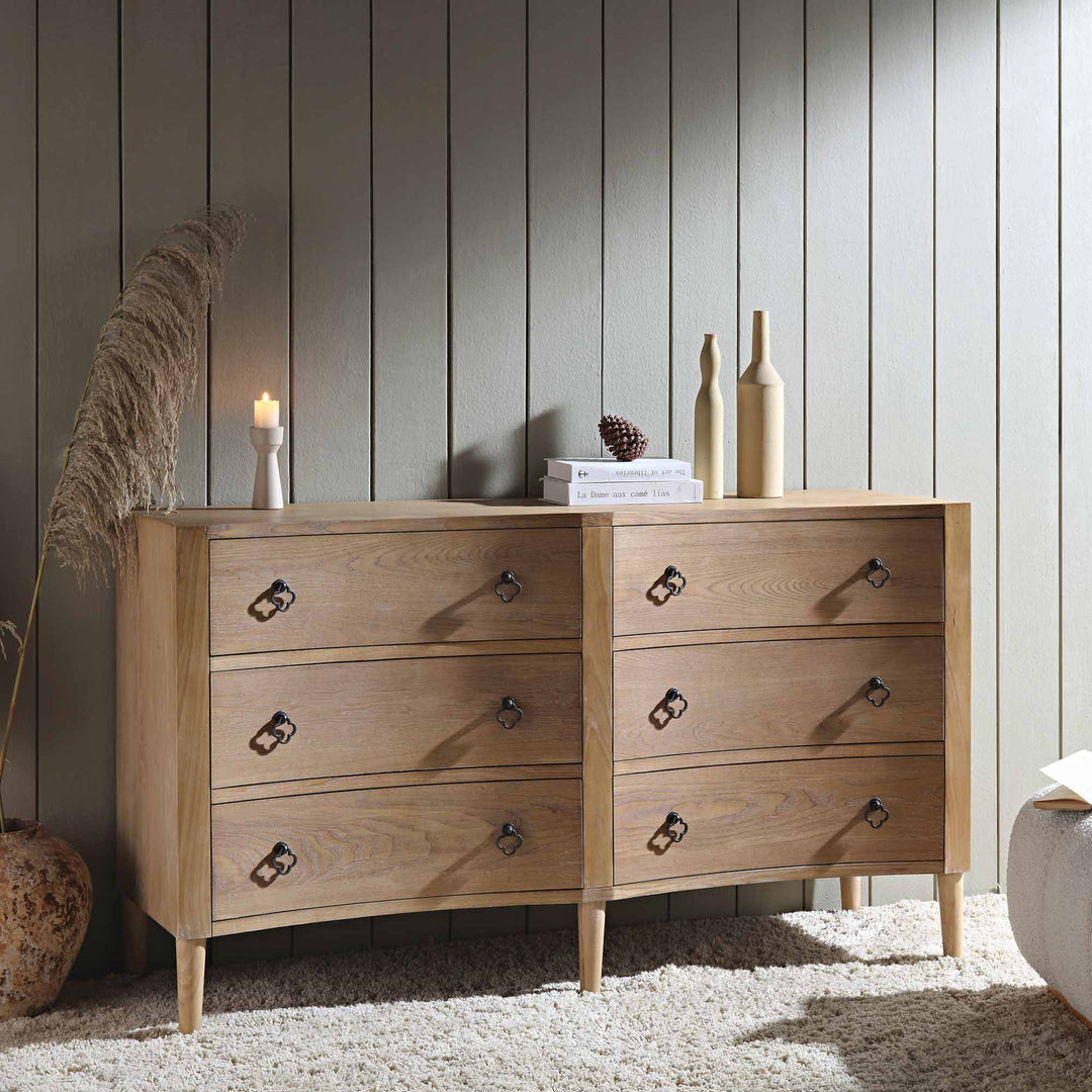 Thalia Concave Double Chest of Drawers, Natural | daals